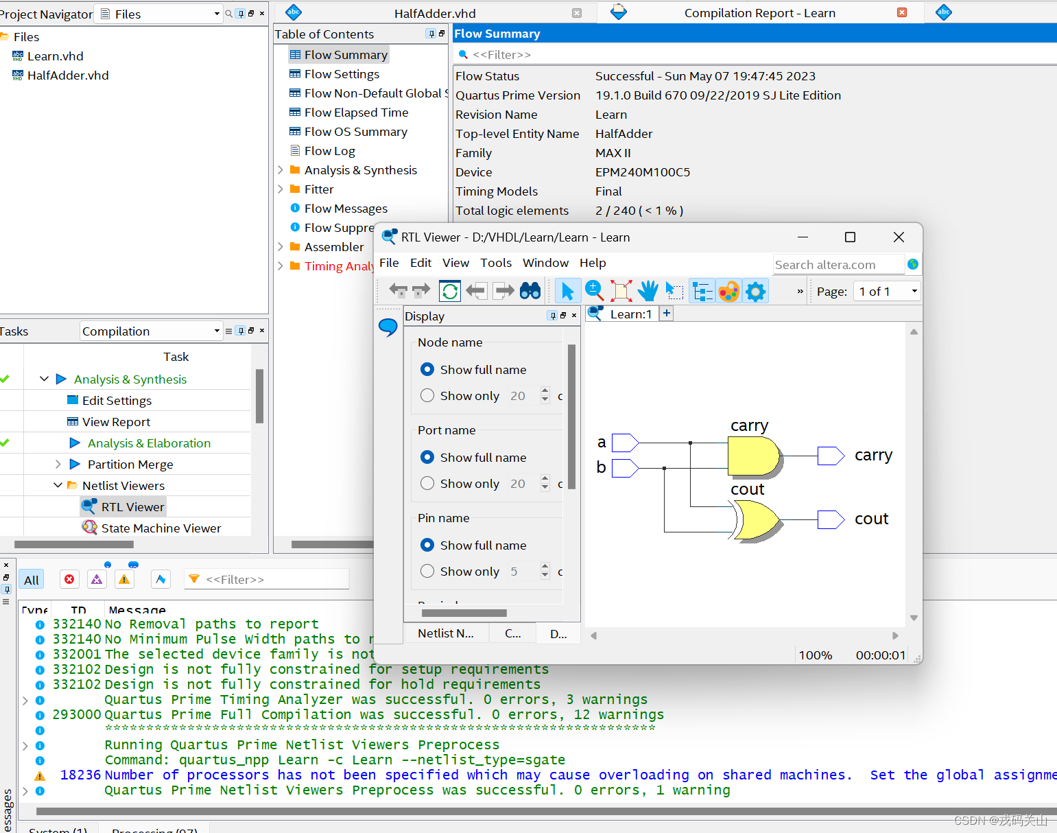 Quartus如何显示当前文件的RTL Viewer-CSDN博客