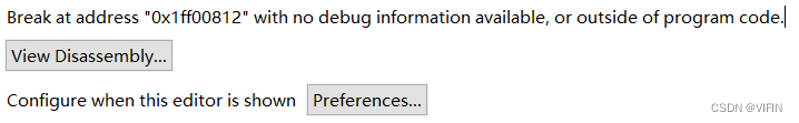 Break at address “0x1ff00812“ with no debug information available, or outside of program code ...