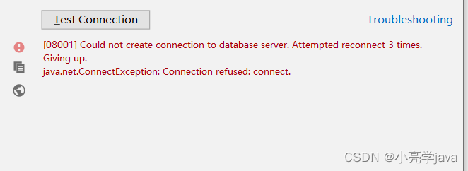 [08001] Could Not Create Connection To Database Server Attempted