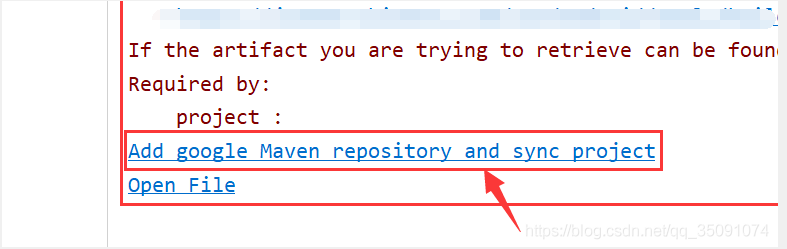 Android的java的报错提示：Add google Maven repository and sync project_required by: project : add google ...