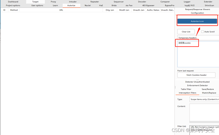批量越权未授权测试（Burpsuite Autorize插件）_burp越权插件-CSDN博客