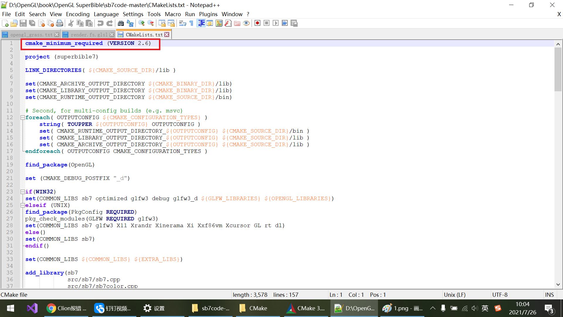 CMake编译OpenGL SuperBible 7th源码报警告_cmake deprecation warning-CSDN博客