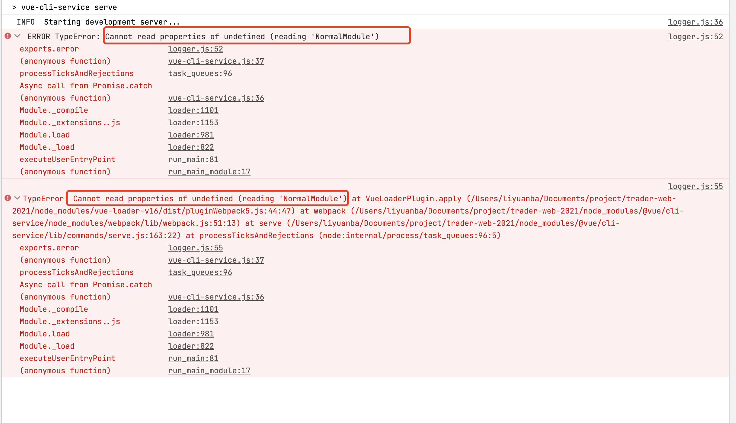 Vue3.0.0、VueCLI4.5.0启动运行时报错Cannot read properties of undefined (reading ‘NormalModule‘)解决方法 ...