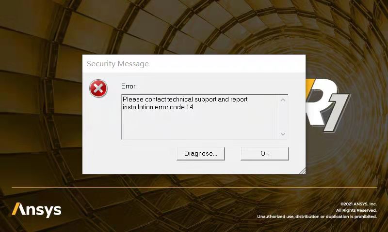 Ansys.Electronics.Suit 2020R1安装错误error code 14_please contact technical support and report ...