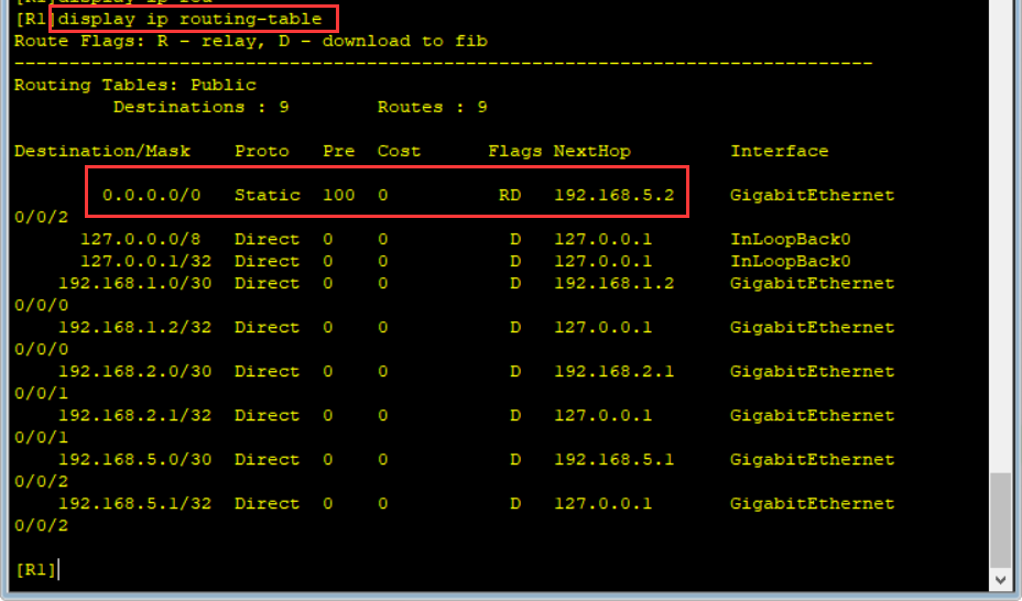 华为简单的直连、静态路由配置_直连路由华为代码-CSDN博客