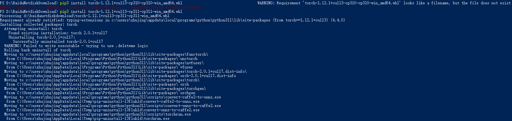 Python 3.11 win10安装Pytorch开发环境报错 is not a supported wheel on this platform.解决方法：_python 3.11.0无法 ...