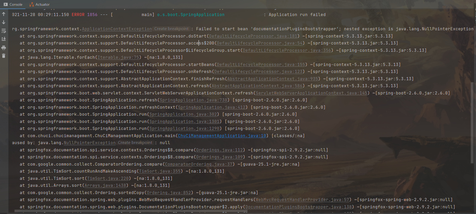 Swagger-Failed to start bean ‘documentationPluginsBootstrapper‘； nested exception is “空指针异常 ...