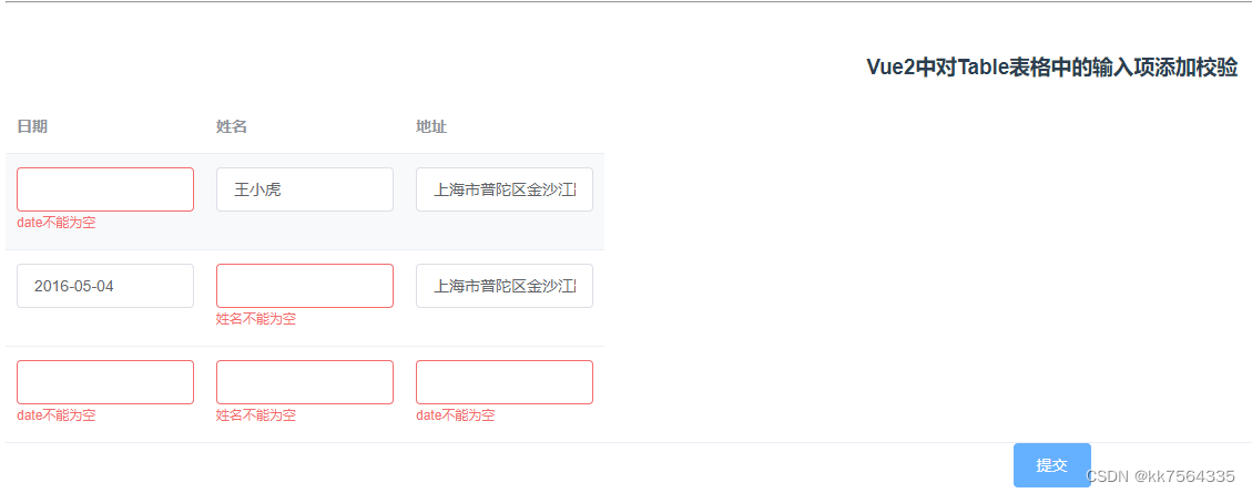 Vue2中 对table表格中的输入项进行校验table中对输入框的校验 Csdn博客