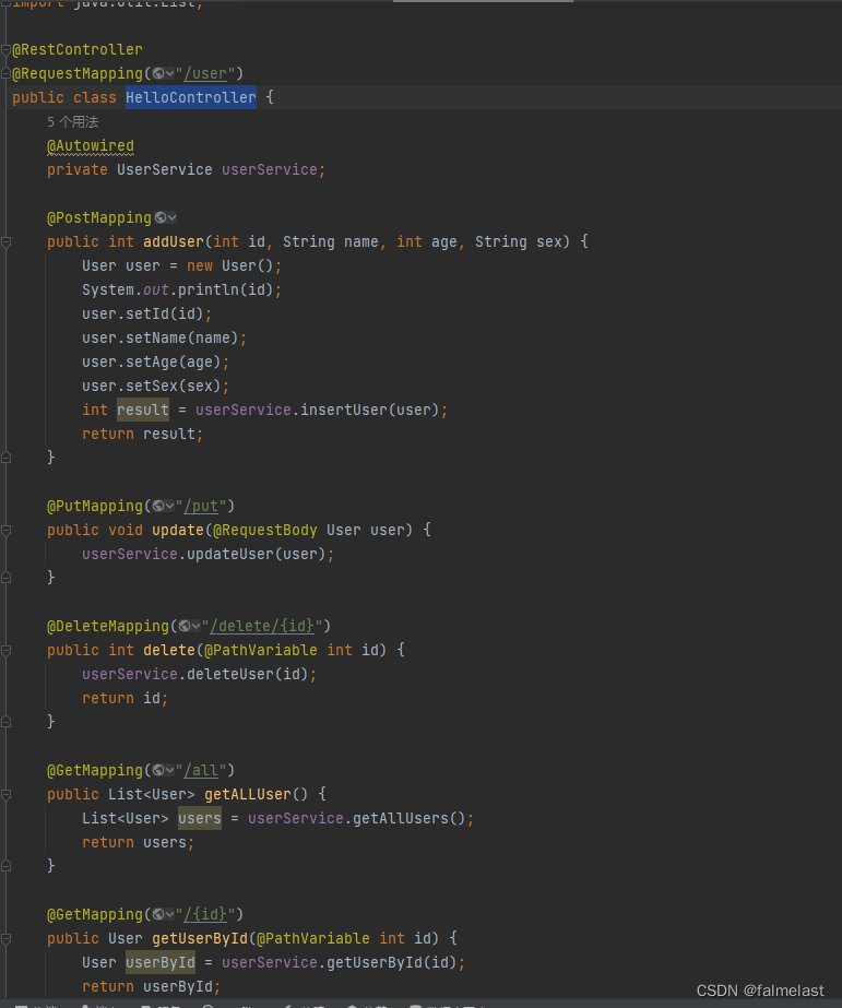 后端单表user的CURD功能代码和测试_对用户表 user 进行 curd 的操作-CSDN博客