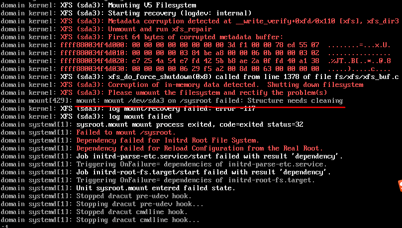 开机进入emergency mode | mount /dev/sda3 on /sysroot failed: Structure needs cleaning_emergency mode ...