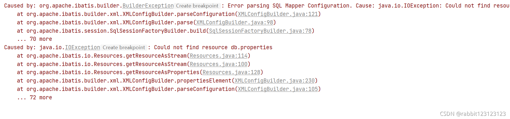 Cause Ioexception Could Not Find Resource Db Properties Csdn博客