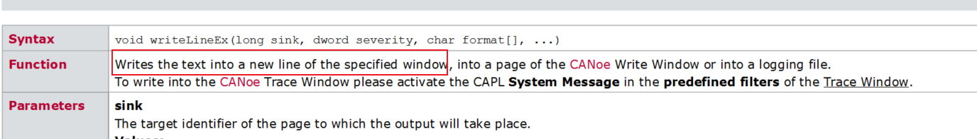 Capl 脚本打印函数 Write ，writeex ，writelineex ，writetolog ，writetologex 
