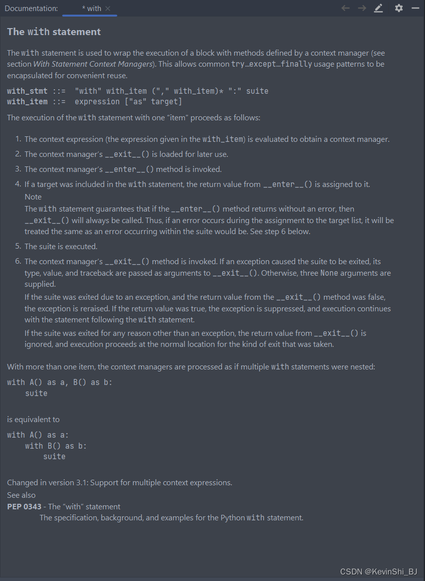 Python中的 With”关键字python中关键字withkevinshibj的博客 Csdn博客