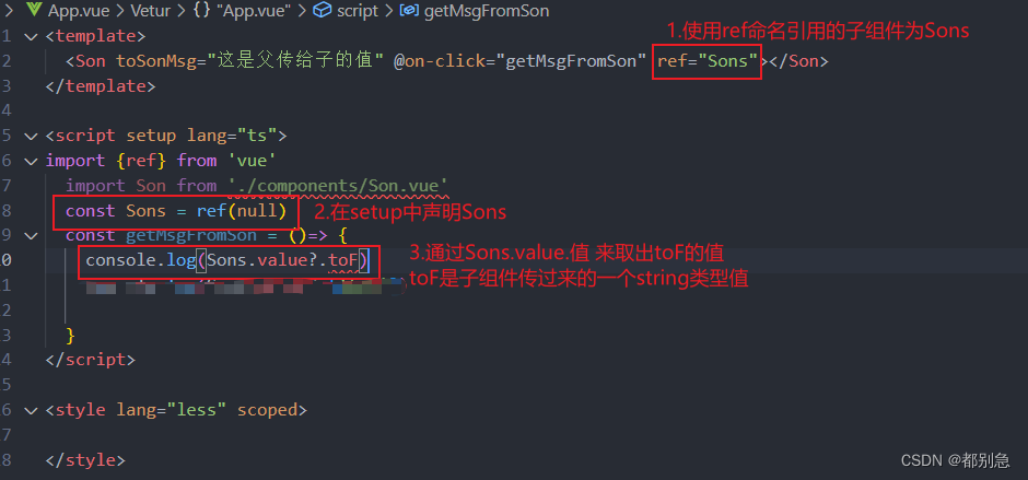 Vue3 Setup中父组件使用ref取子组件传的值并解决报错:类型“never”上不存在属性“xxx”。 Csdn博客 8844