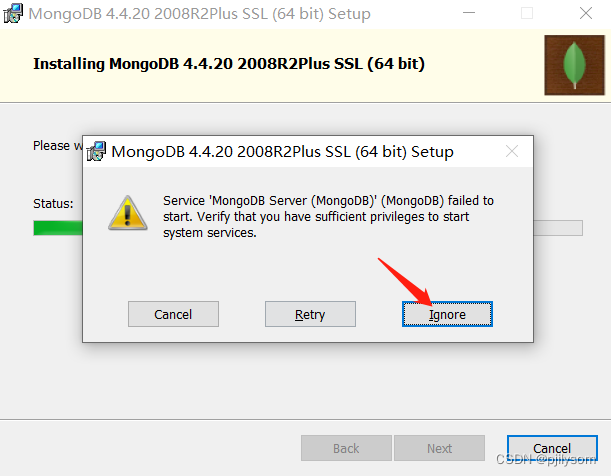 安装mongodb出现服务启动失败 服务没有响应控制功能 Status Service ‘mongodb Server Mongodb ‘ Mongodb Failed