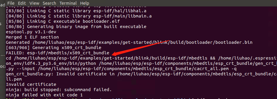 FAILED: esp-idf/mbedtls/x509_crt_bundle 报错的解决办法及信息来源esp32编译错误_esp32s3 ssl x509-CSDN博客
