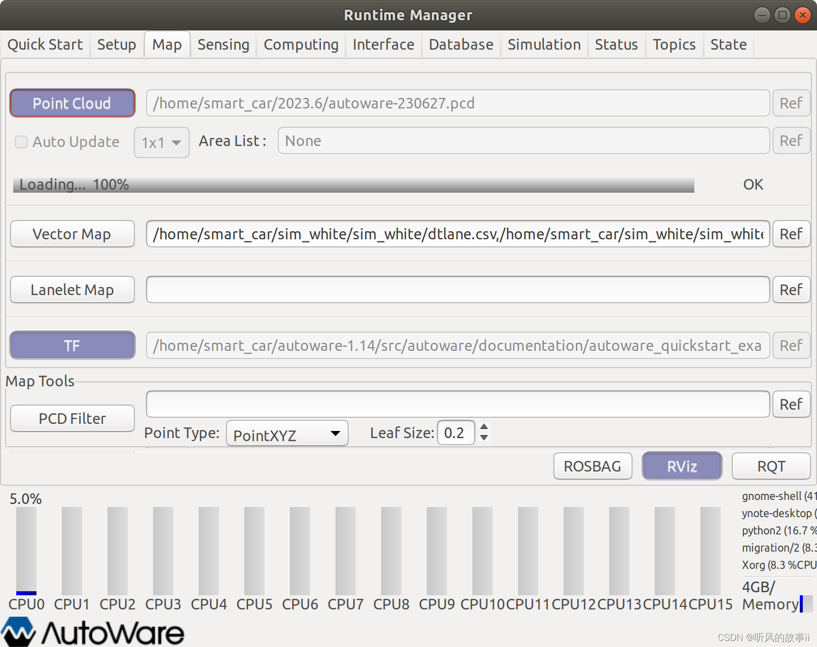 Ubuntu18.04 autoware与云乐小车联合调试_autoware中map坐标系和world坐标系的关系-CSDN博客