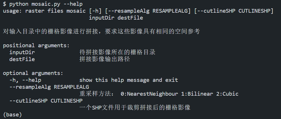 Python Gdal 栅格影像拼接工具usage Raster Files Mosaic H Resamplealg Res 