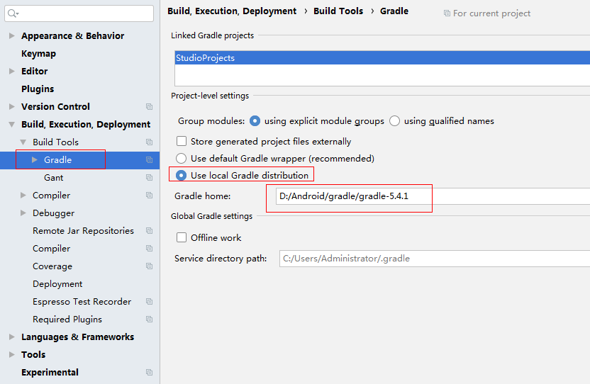 Android Studio 使用本地gradle的配置_android studio设置本地gradle-CSDN博客