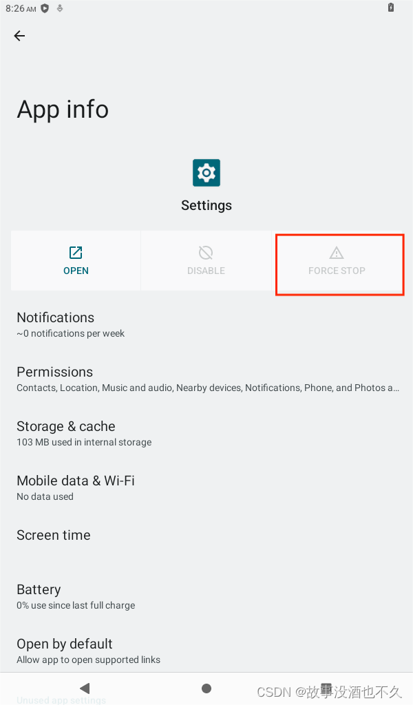Android13的Settings-Force Stop按键置灰_android设置中的开关置灰,怎么在代码中打开-CSDN博客
