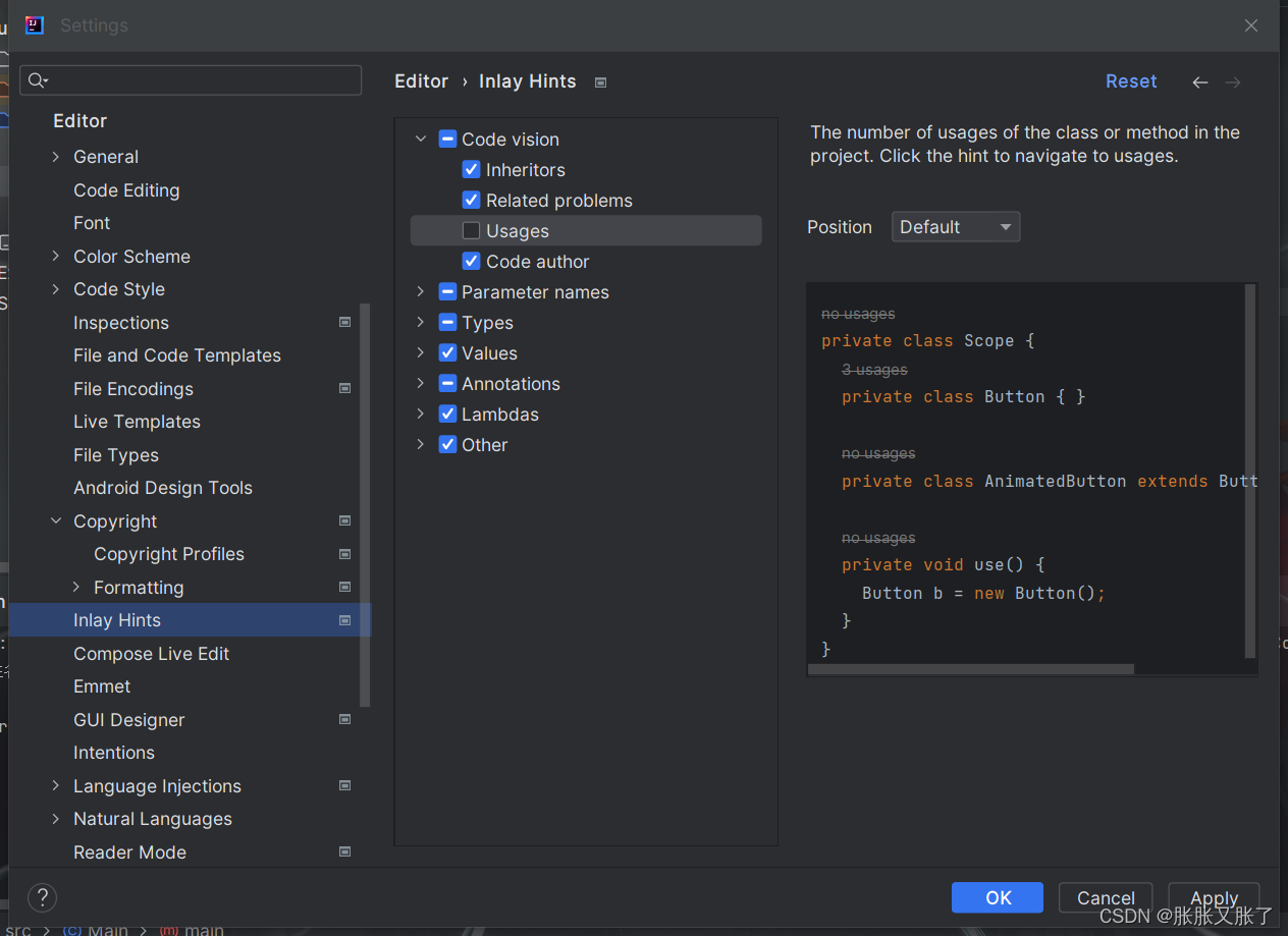 关于Idea：usages提示的关闭_idea关闭usages-CSDN博客