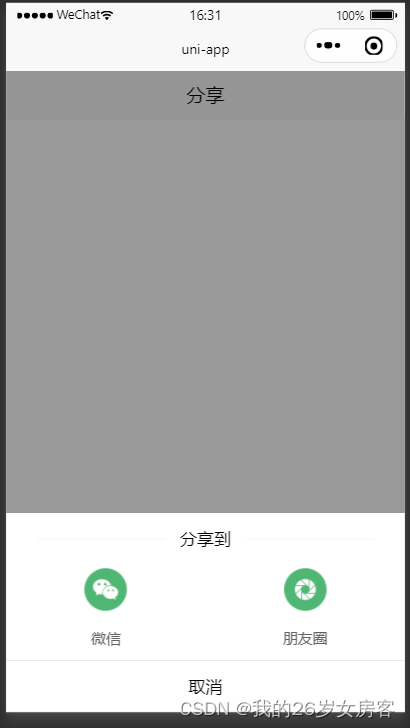 Uniapp实现分享弹窗功能uniapp 小程序 Sharetoposter Csdn博客 