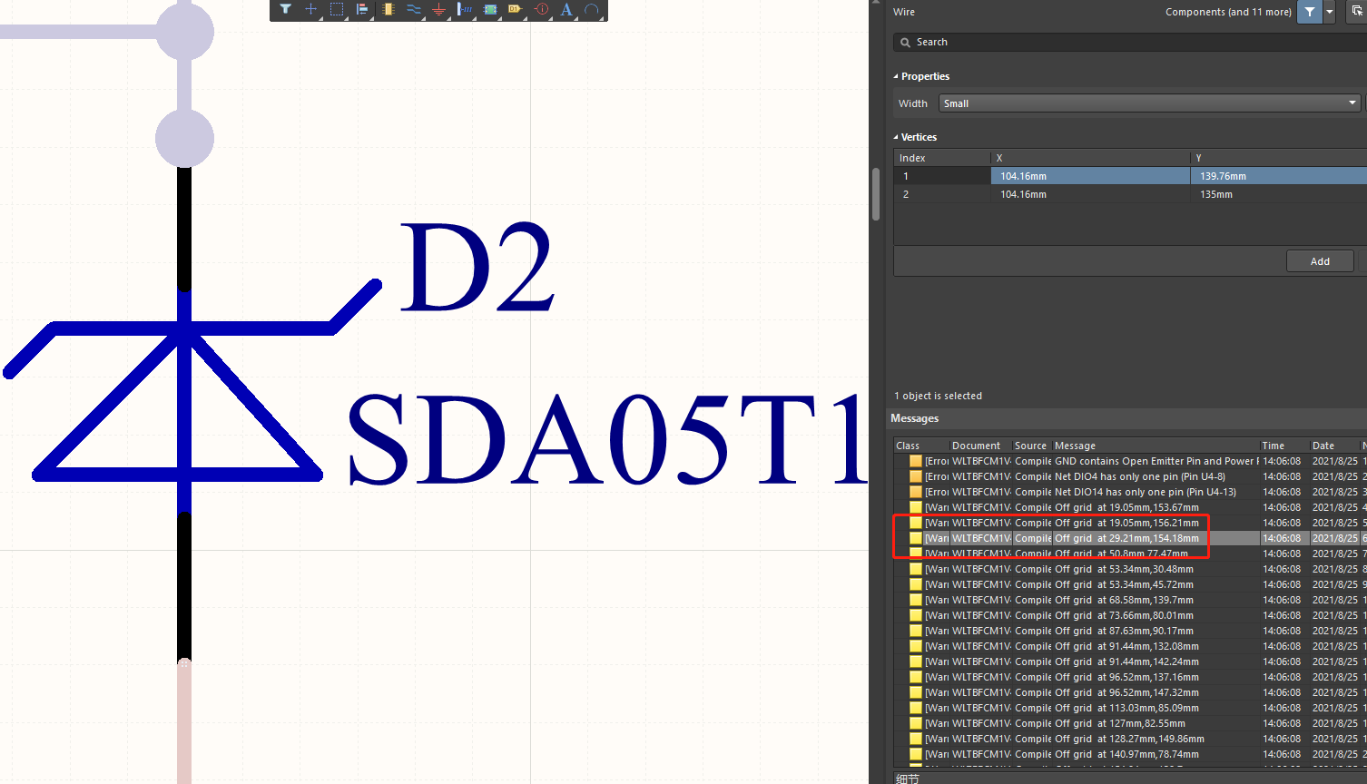 Altium Designer-编译原理图时碰到“has only one pin”，“GND contains Output ...”,“off grid at”等编译问题_ad报错has ...