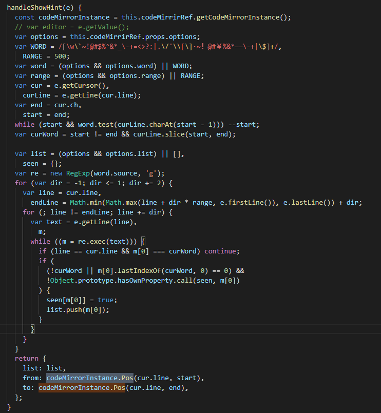 codeMirror实现自定义代码提示（文本中已输入过的字段）_codemirror python语法提示-CSDN博客