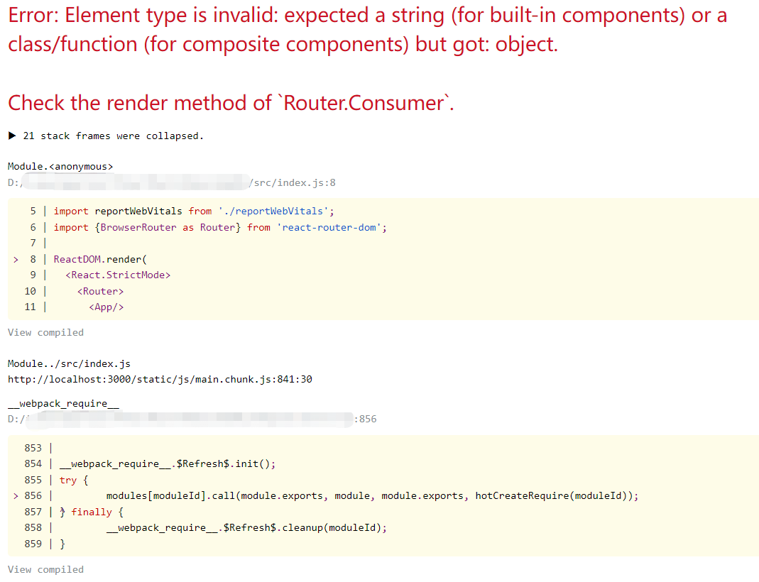 [Solved] Error: Element type is invalid: expected a string (for built-in components) or a class ...