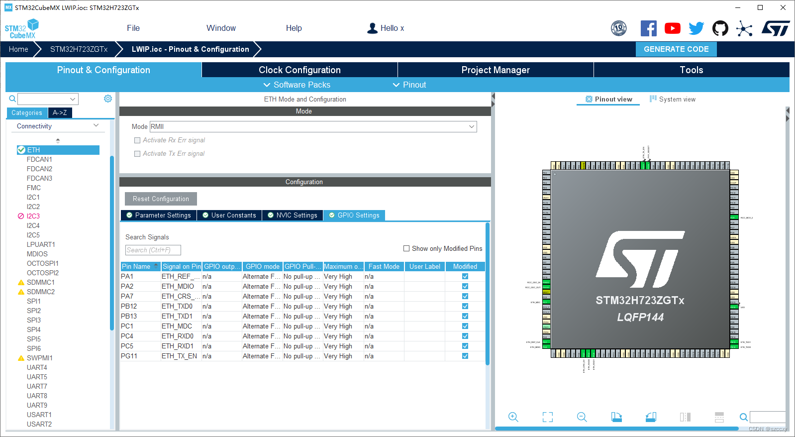 STM32H723ZGT6+LAN8720用CubeMX生成LWIP+FreeRTOS,只需要添加PHY复位代码即可ping通_stm32h7 lwip-CSDN博客