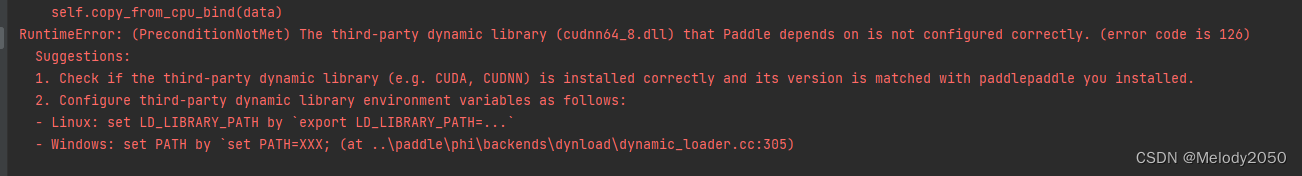 The third-party dynamic library (cudnn64_8.dll) that Paddle depends on is not configured ...