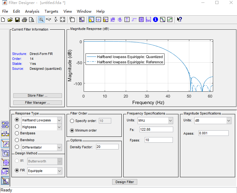 利用matlab代码来实现fdatool生成滤波器系数的功能（半带滤波器）_matlab设计的滤波器都是半带的吗-CSDN博客