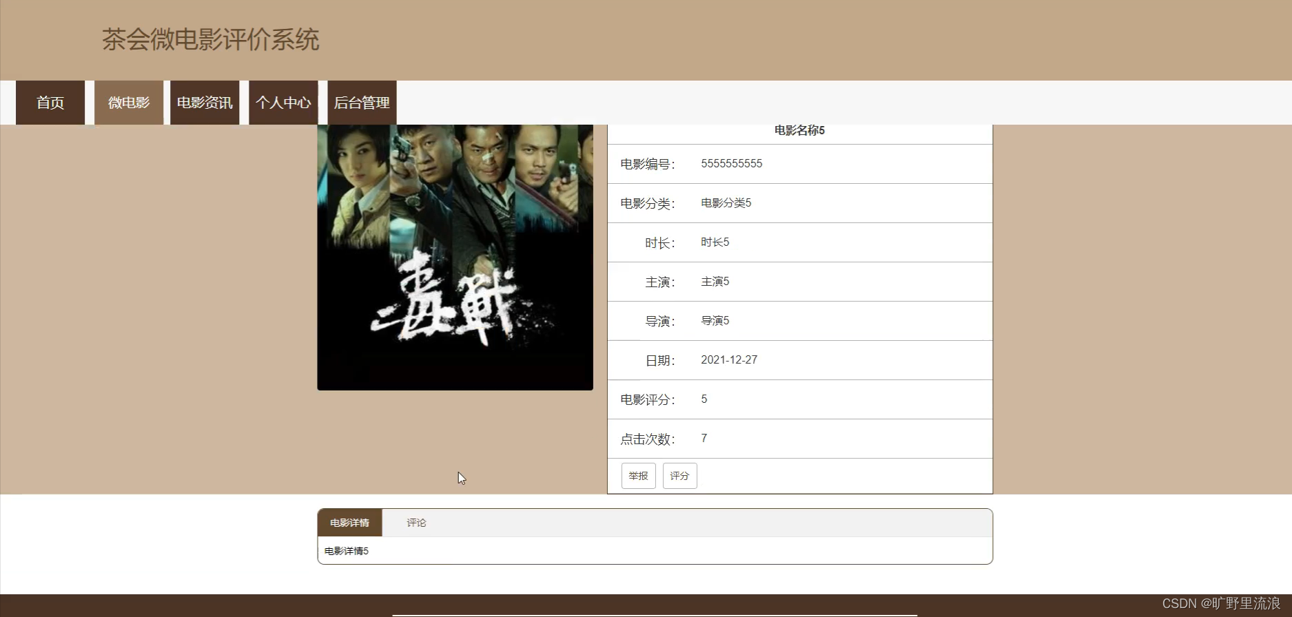 springboot毕设茶会微电影评价系统37iza（java+VUE+Mybatis+Maven+Mysql）_spring vue mybatis 电影评论投票系统教程-CSDN博客