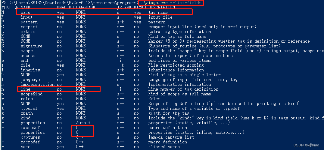 ctags命令行使用笔记_ctags --list-fields-CSDN博客