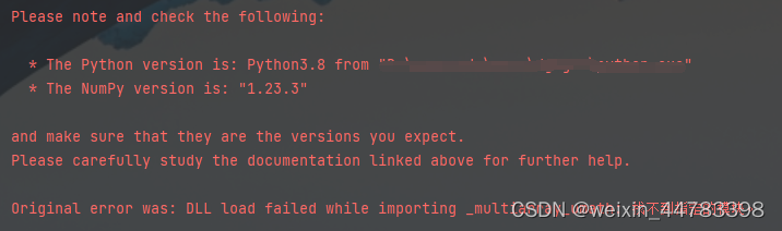 Original error was: DLL load failed while importing _multiarray_umath: 找不到指定的模块。解决方法_original ...