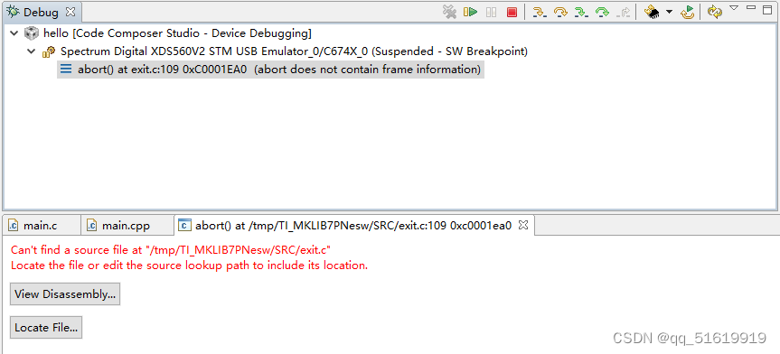 DSP: ccs debug模式下 Can‘t find a source file at “/tmp...“_ccs can't find a source file-CSDN博客