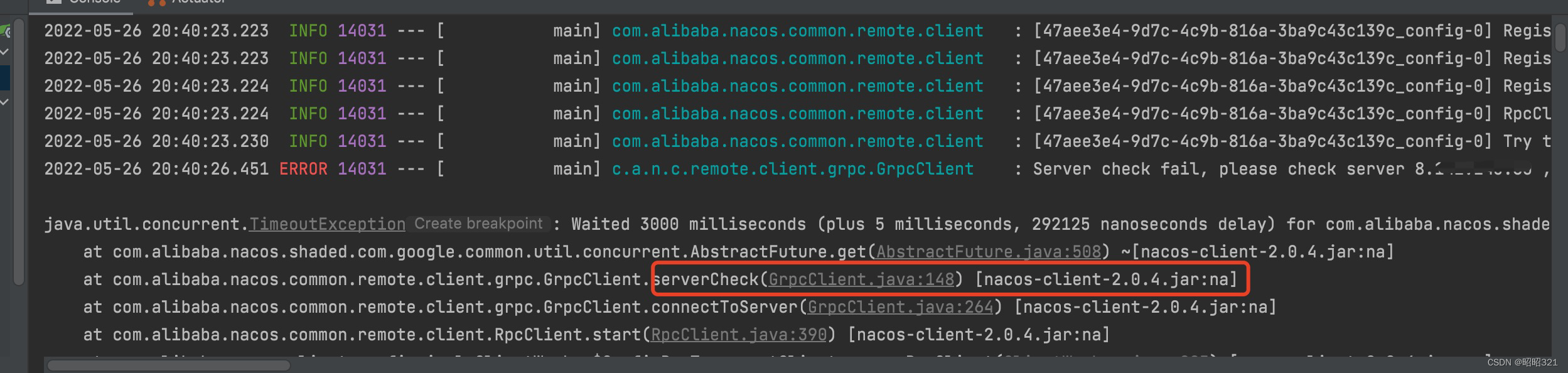 【最佳】Server check fail, please check server x.x.x.x ,port 9848 is available , error ={}_server ...