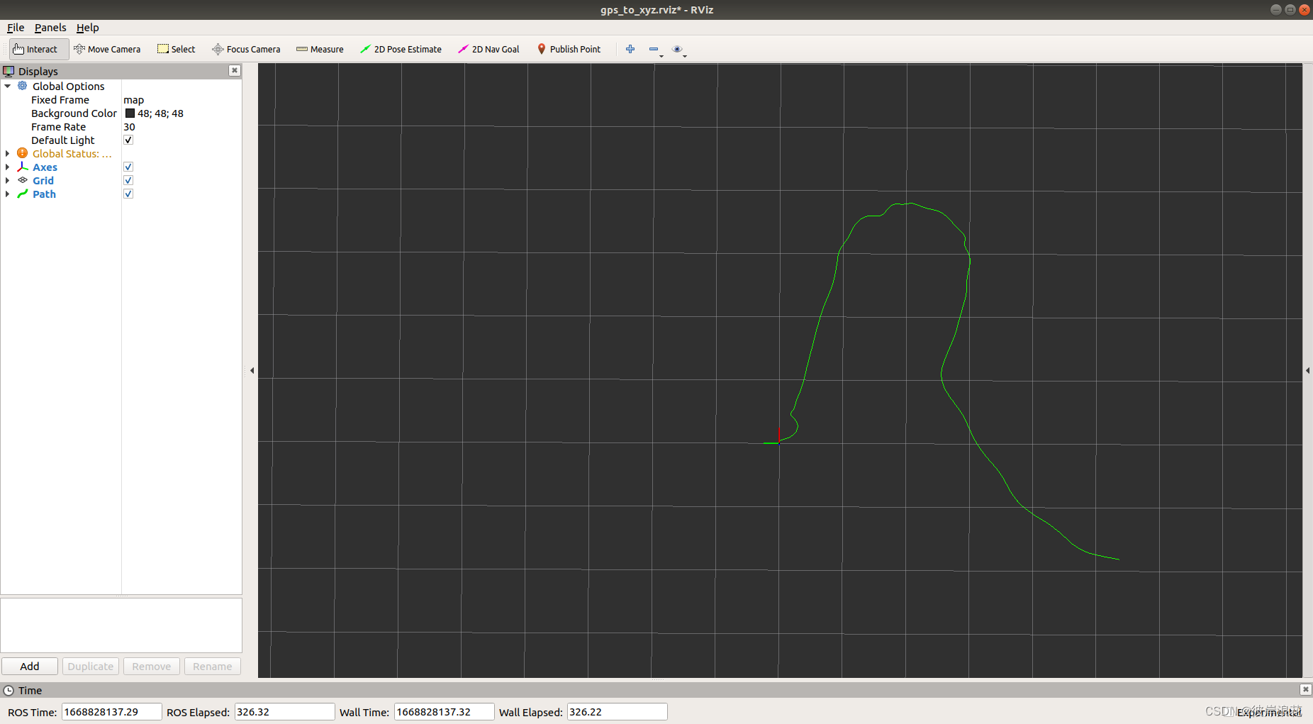 小场景下基于ROS的GPS经纬高度值转换为平面XYZ坐标值，并用RVIZ显示轨迹_gps坐标转换成平面坐标-CSDN博客