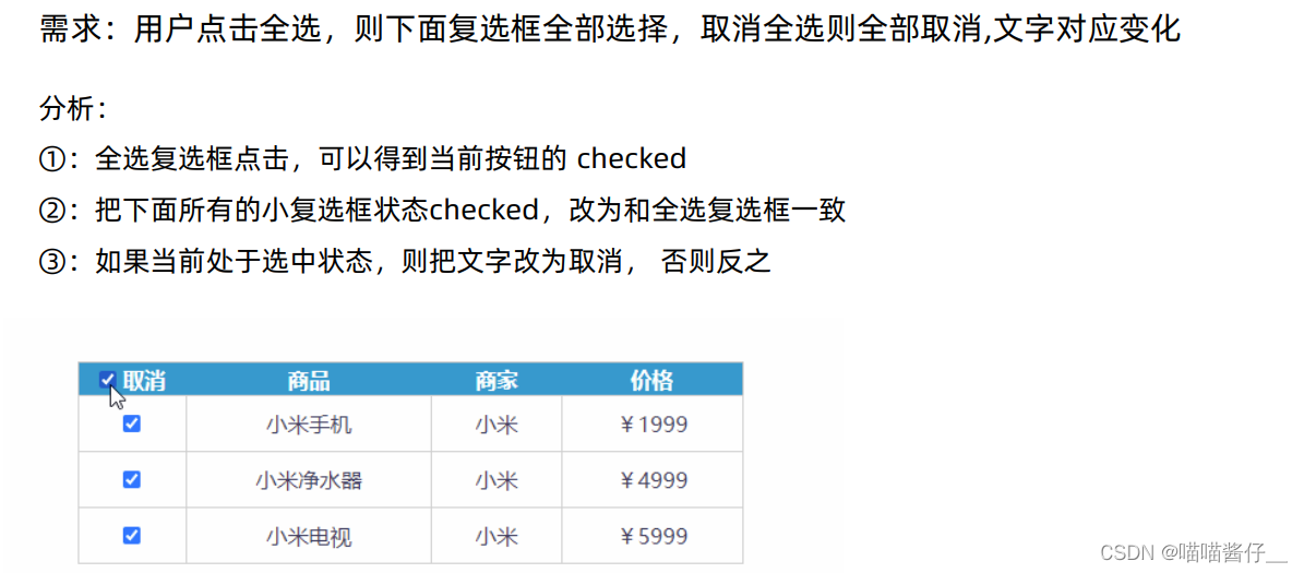 Web Apis Dom 事件基础web Apis全选反选案例代码 Csdn博客
