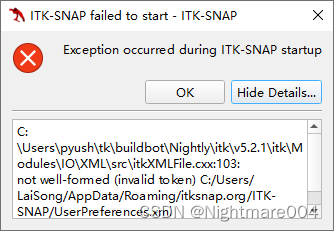 ITK-SNAP itkXMLFile.cxx:103: not well-formed (invalid token)_itk snap not well-formed (invalid ...