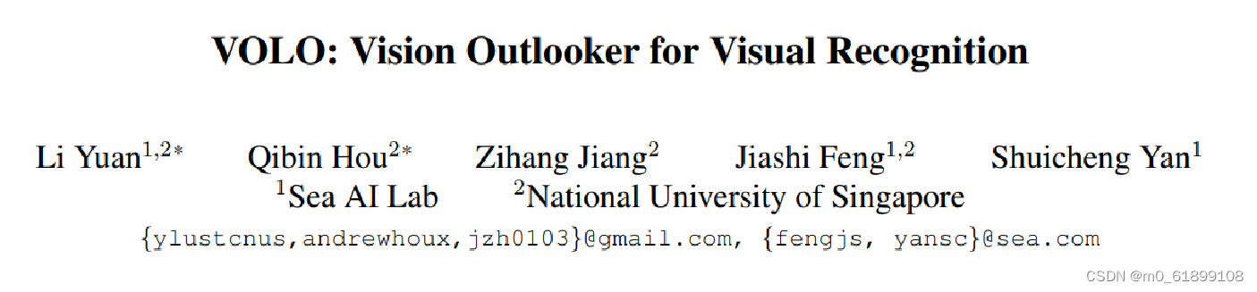 【论文笔记】VOLO: Vision Outlooker for Visual Recognition_volo:vision-CSDN博客
