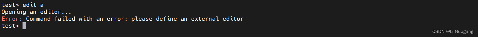 Error: Command failed with an error: please define an external editor_command failed with error ...