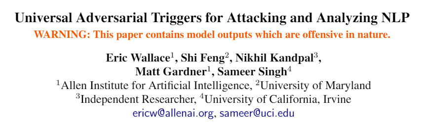 论文笔记：Universal Adversarial Triggers for Attacking and Analyzing NLP-CSDN博客