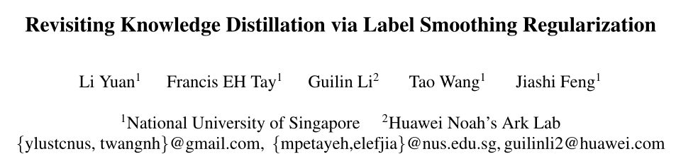 【论文笔记_自知识蒸馏_2021】Revisiting Knowledge Distillation via Label Smoothing Regularization_teacher ...