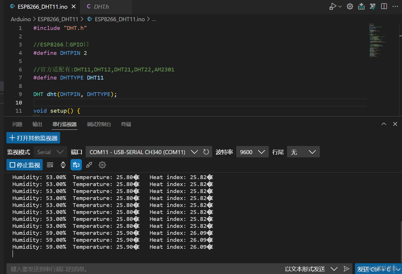 【arduino】esp8266anddht11温湿度模块esp826612f Dth11接线 Csdn博客