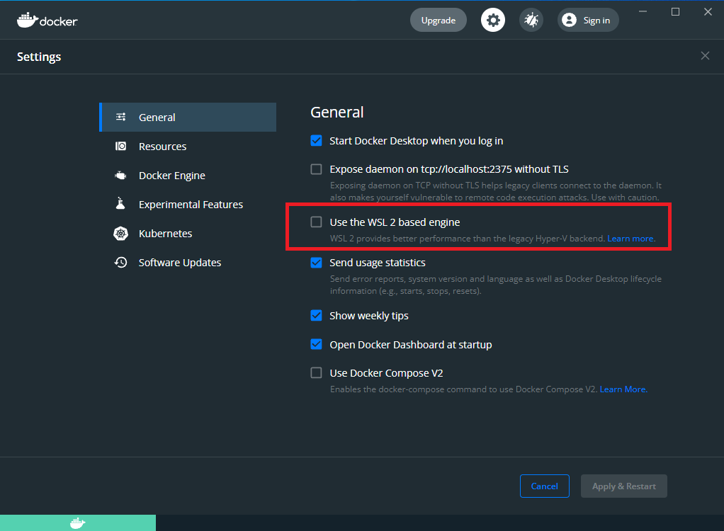 更改docker容器地址（docker desktop）_docker desktop里use the wsl 2 based engine (windows-CSDN博客