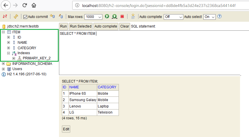 Spring Boot JdbcTemplate H2 数据库示例_jdbc:h2:mem:testdb-CSDN博客