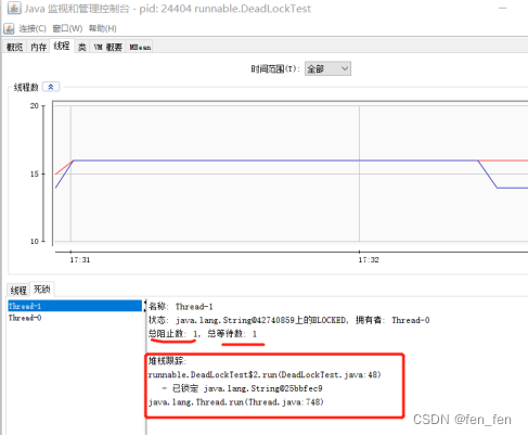 使用Jstack、JConsole和jvisualvm进行死锁分析_jvisualvm监控分析死锁_fen_fen的博客-CSDN博客
