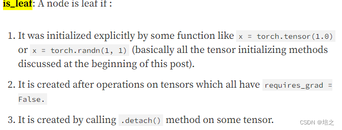 pytorch 一个 Tensor的 is_leaf requires_grad 两个属性同时 为 True 才会保存 grad_tensor is leaf设为true-CSDN博客