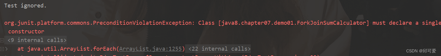 org.junit.platform.commons.PreconditionViolationException: Class [java8.chapter07.demo01 ...
